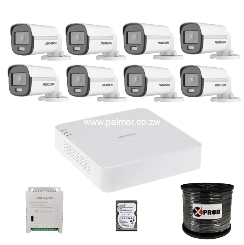 8 Channel CCTV camera Hikvision ColorVU system full kit - Palmer ...